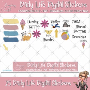 DAILY LIFE Digital Stickers, Goodnotes, Pre-cropped Digital Planner ...