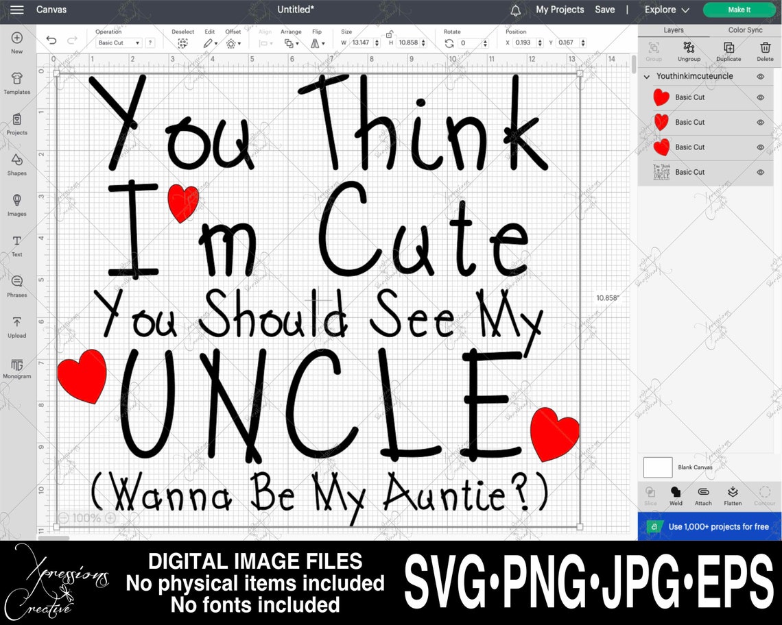 Cute Uncle Svg Baby Svg Baby Bib Svg You Think I'm Cute - Etsy