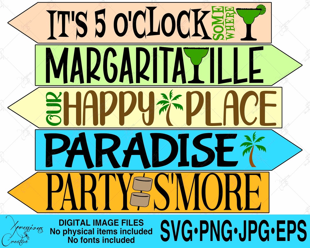 Directional Signs Svg, Summer Arrow Yard Signs, Party S'more, Paradise ...