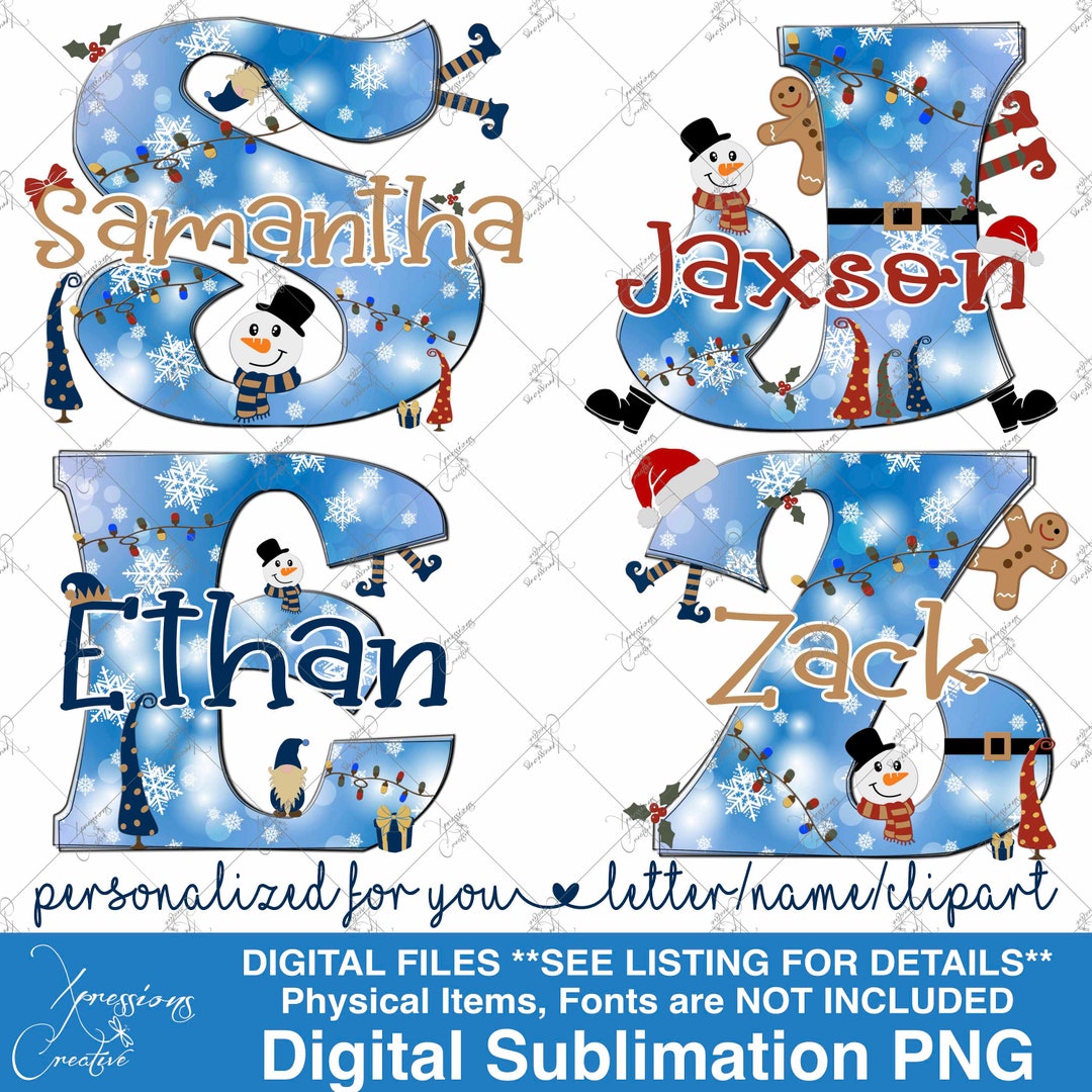 Personalized Christmas Name, Christmas Doodle Letters, Personalized ...