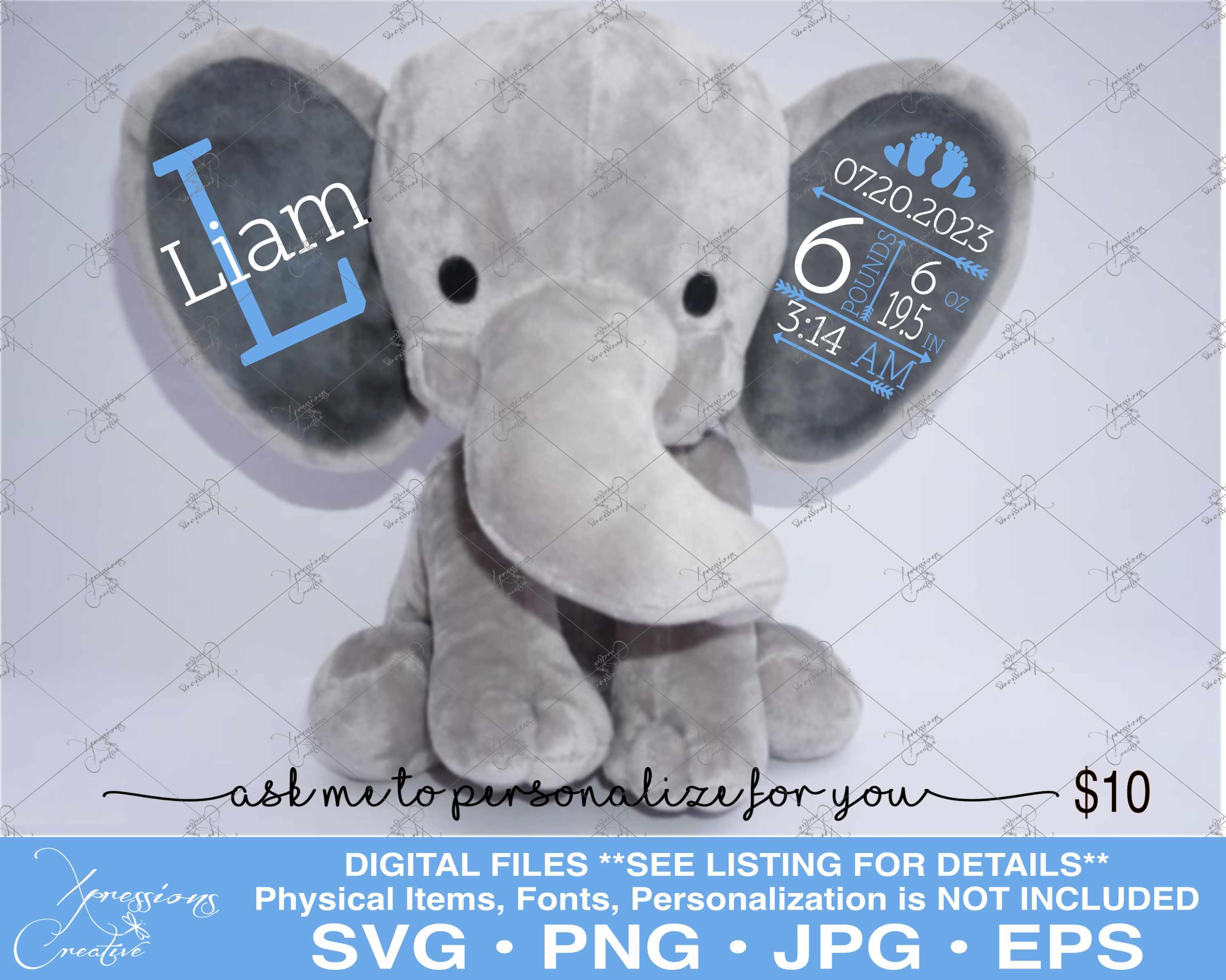 Birth Stats Boy Svg, Birth Stats Svg, Elephant Ear Birth Stats, Gift ...