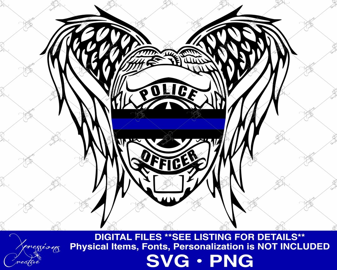 Fallen Officer Svg, Black Band Badge, Police Officer Wings Svg, Thin ...