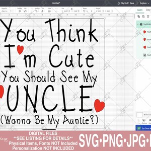 Cute Uncle Svg, Baby Svg, Baby Bib Svg, You Think I'm Cute Svg, Single ...