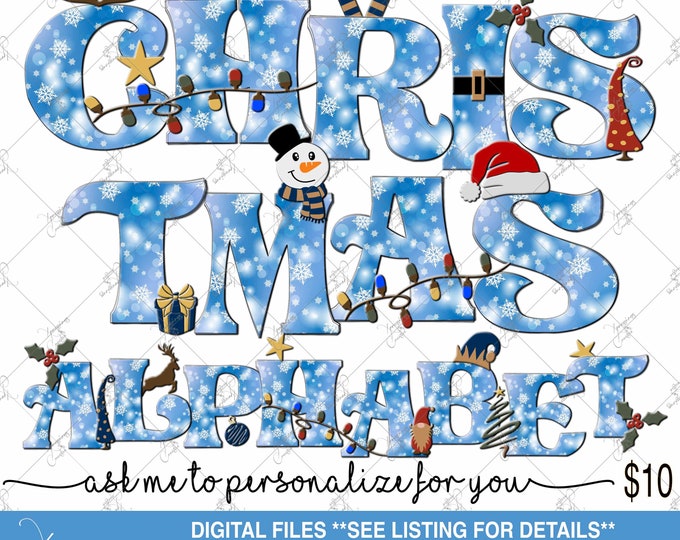 Christmas Alpha Doodle, Christmas Letters, Christmas Alphabet Bundle ...