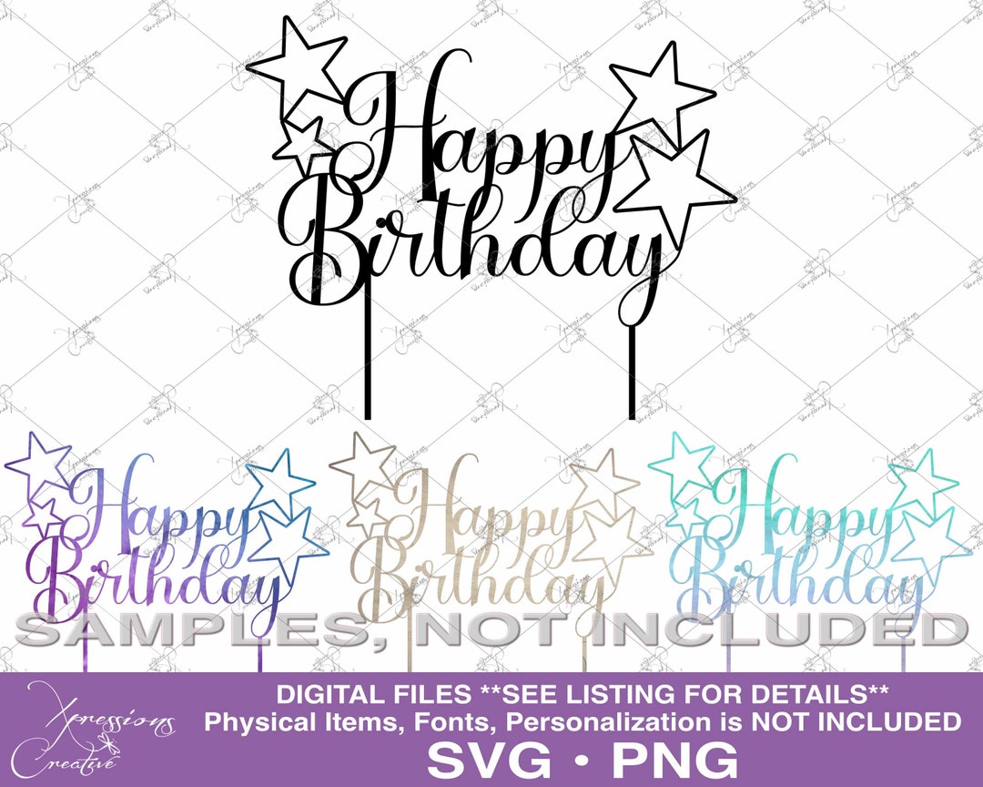Happy Birthday Laser Cake Topper, Happy Birthday Svg, Laser Files ...
