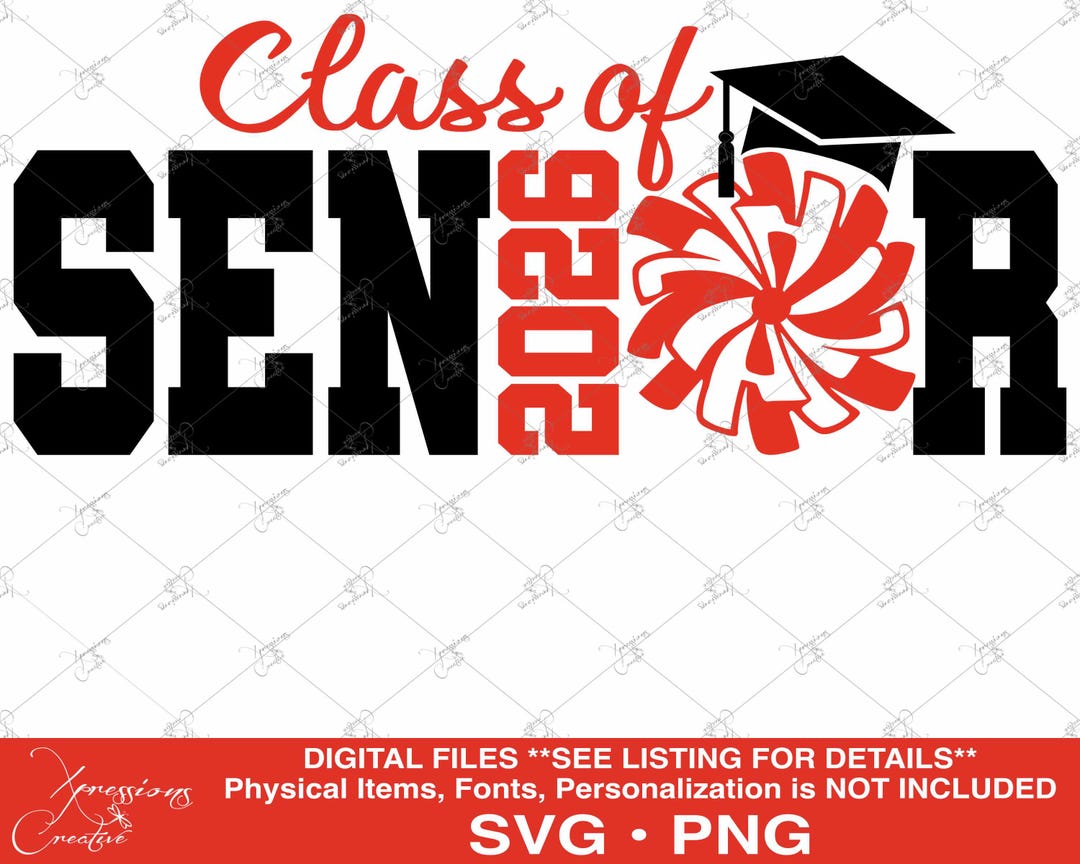 Senior 2026 Svg, Class of 2026, 2026 Graduate, Cheer Svg, Graduation ...