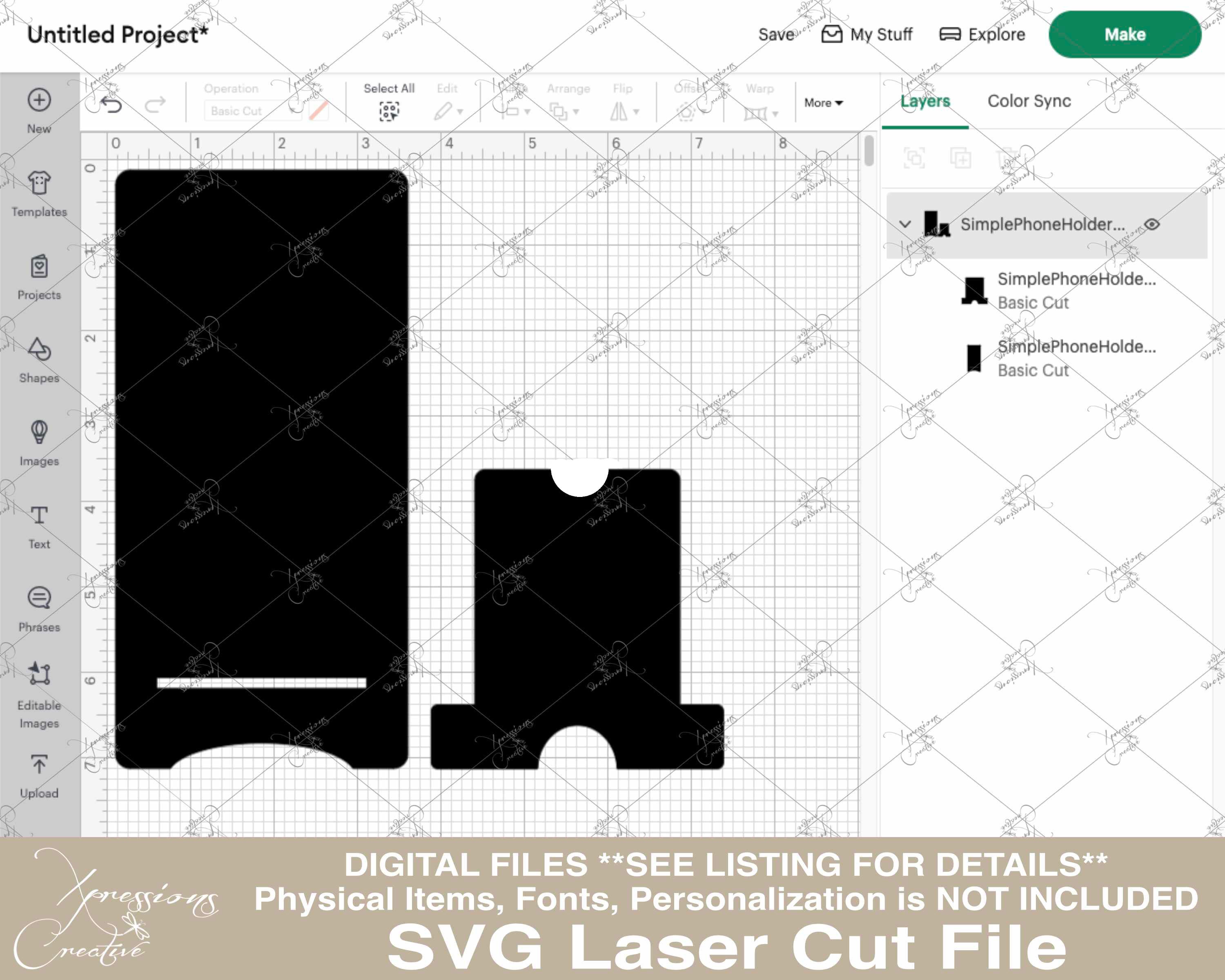 Phone Stand Laser SVG, Simple Phone Holder Svg, Glowforge, Xtool, Easy ...