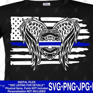 Fallen Officer Svg, Black Band Badge, Police Officer Wings Svg, Thin ...