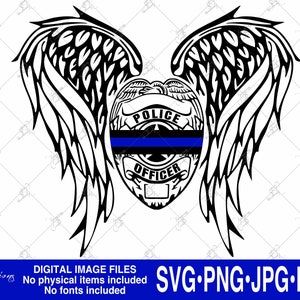 Fallen Officer Svg, Black Band Badge, Police Officer Wings Svg, Thin ...