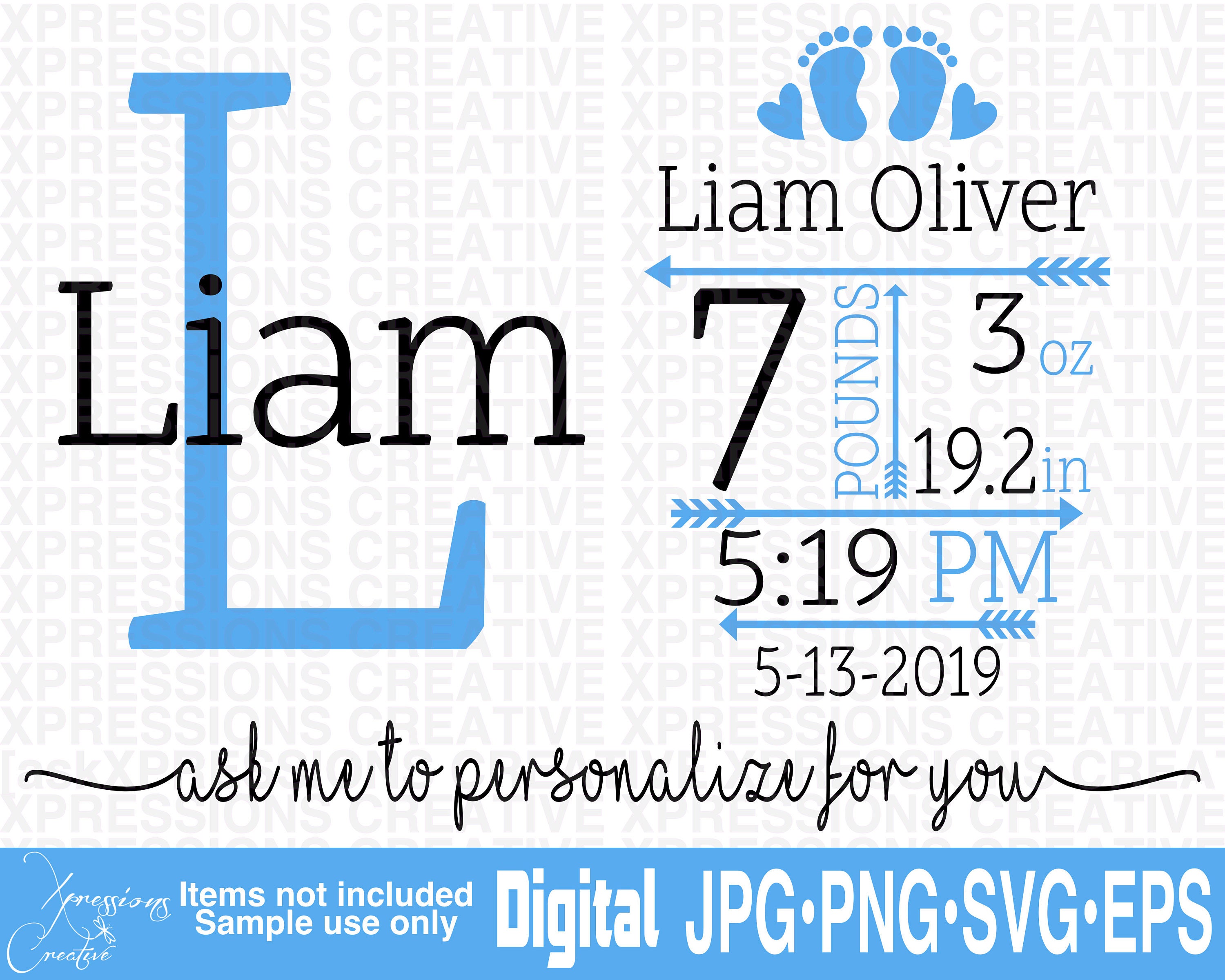 Birth Stats Boy Svg Birth Stats Svg Elephant Ear Birth - Etsy Canada