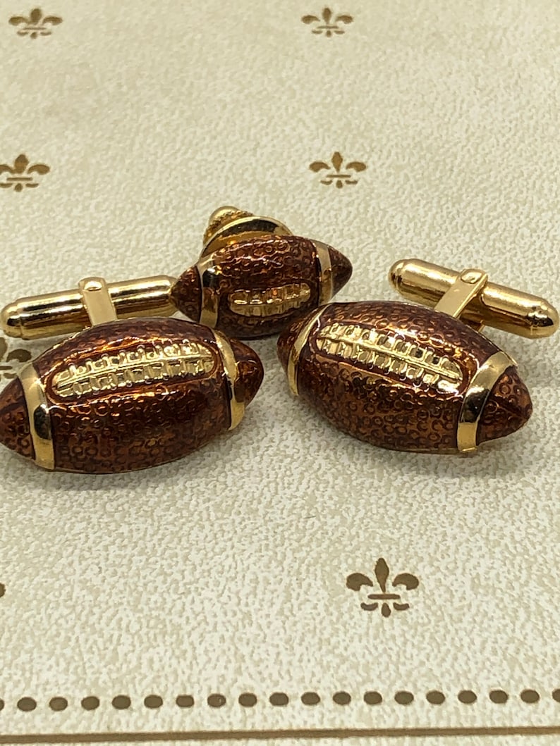 Vintage Football ENAMEL Cufflinks Gold Tone Mint Condition - Etsy
