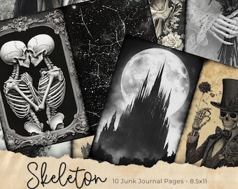 Creepy Halloween Junk Journal Pages, Digital Scrapbook Paper Kit ...