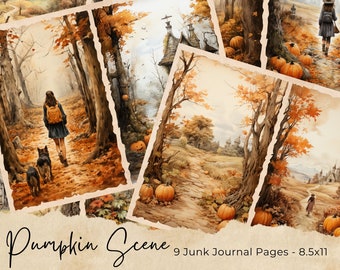 Pumpkins Junk Journal Printable Page, Autumn Pumpkins Junk Journal Kit ...