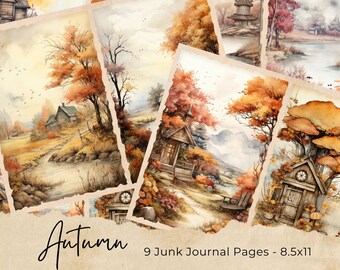 Cozy Autumn Junk Journal Kit, Fall Junk Journal Pages, Autumn Scene ...