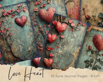 Floral Hearts Junk Journal Kit Vintage Love Letter Digital Paper for ...