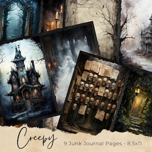 Creepy Graveyard Junk Journal Pages, Digital Scrapbook Paper Kit ...