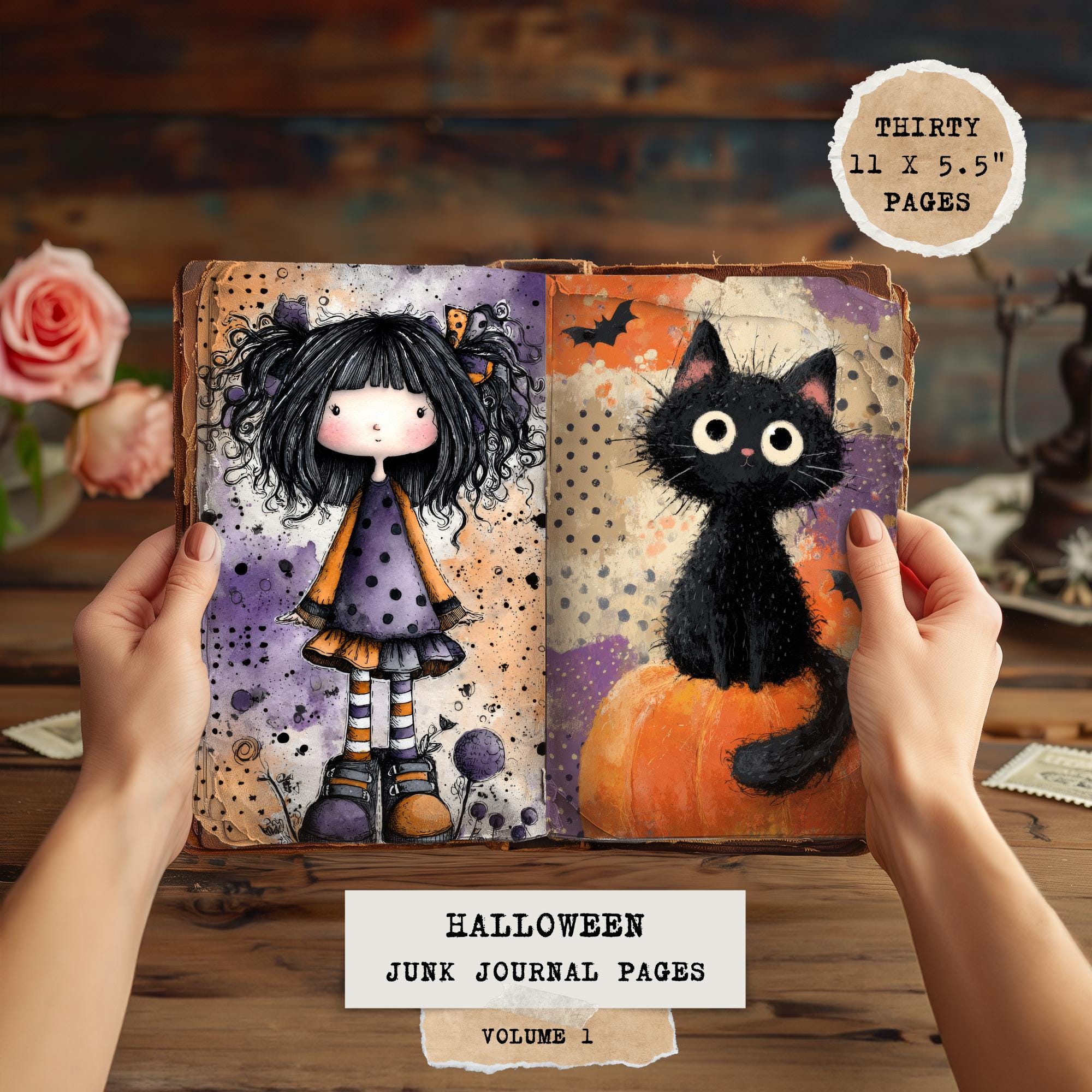 Cute Gothic Halloween Junk Journal Pages, Digital Download, Printable ...