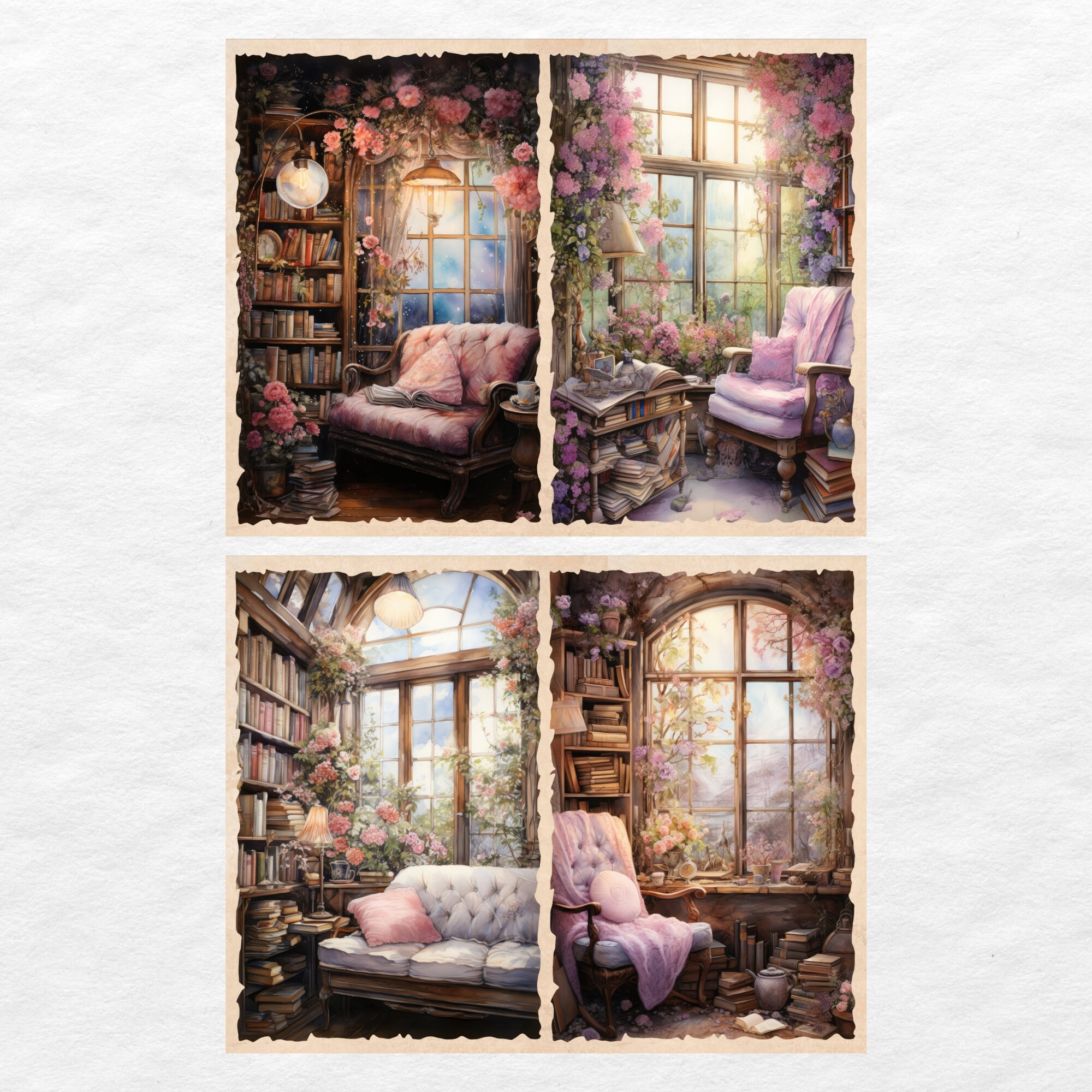 Cozy Reading Nook Junk Journal Pages Digital Book Ephemera - Etsy