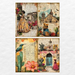 Mexican Fiesta Junk Journal Kit, Half Pages, Full Pages, Cards, Tags ...
