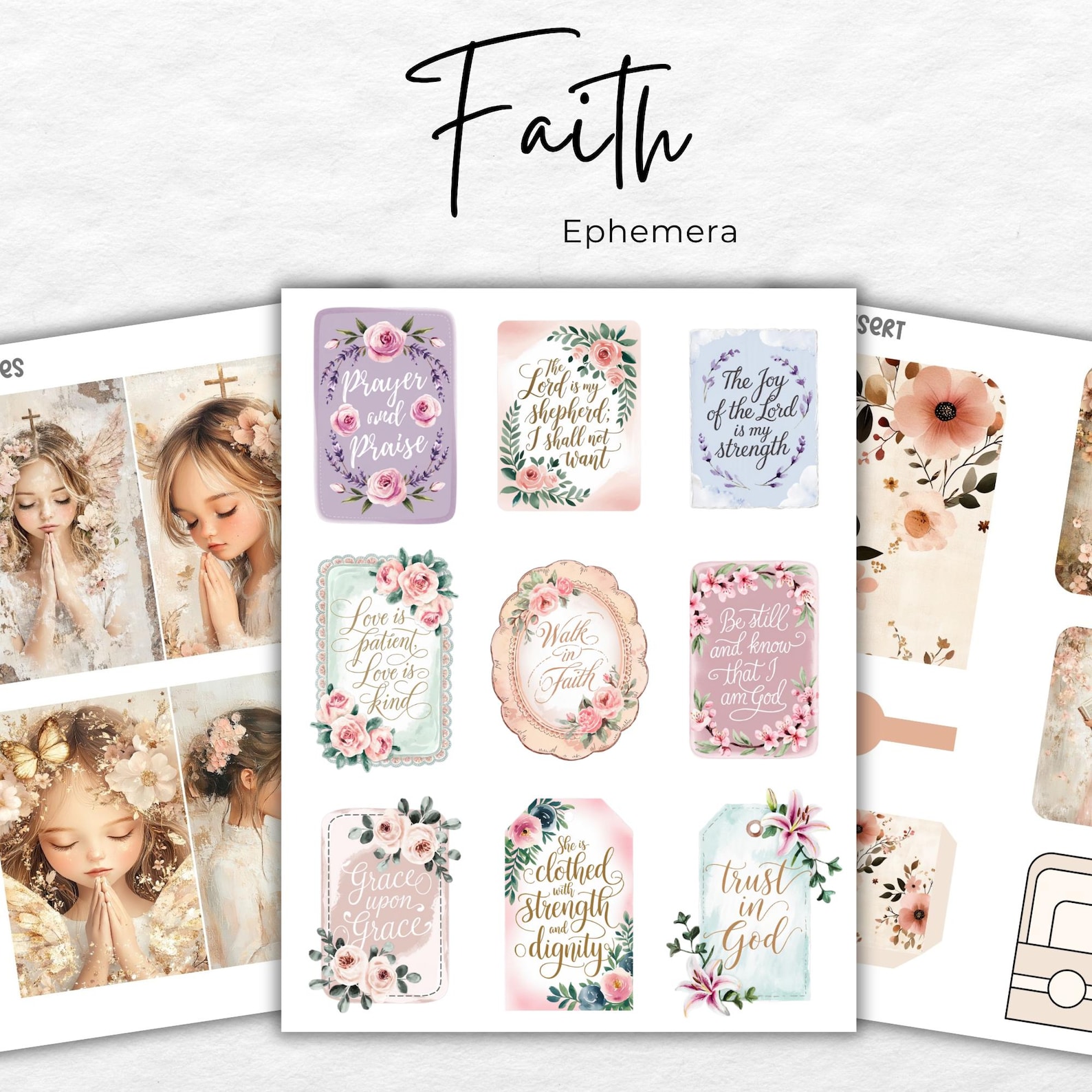 Faith Prayer Junk Journal Kit, Christian Folio, Scripture, Printable ...