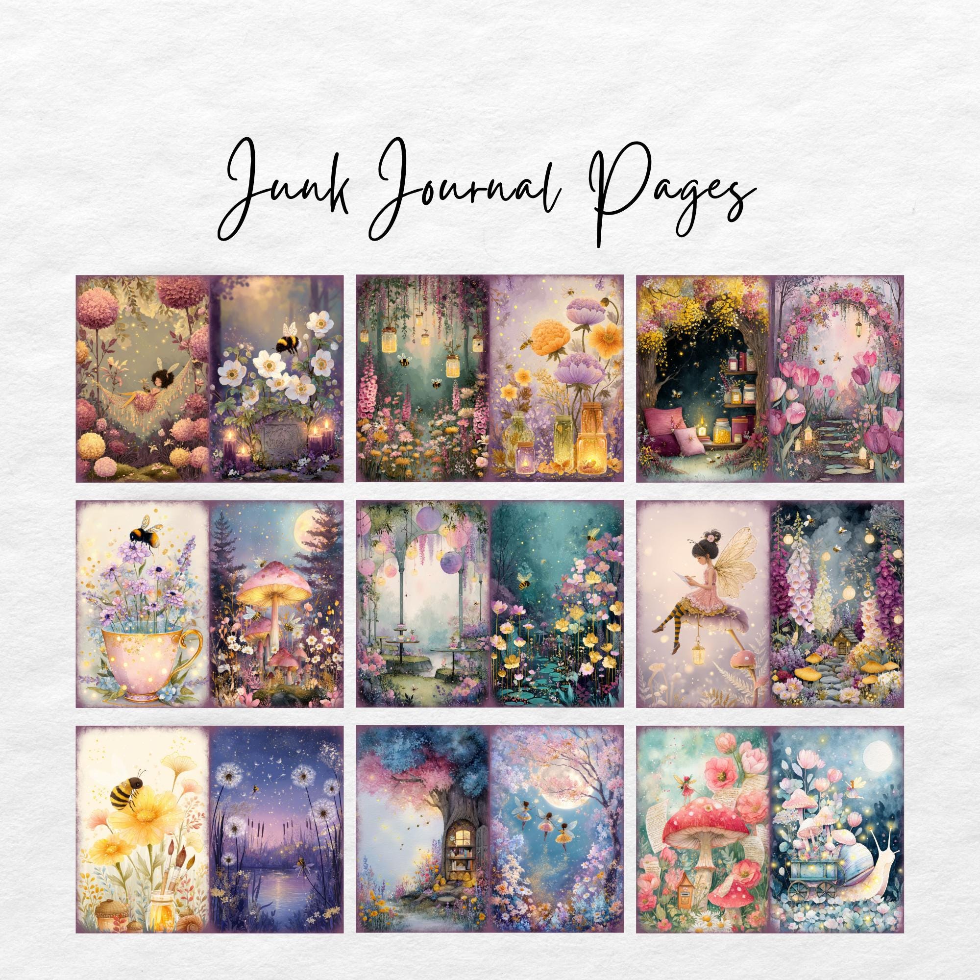 Enchanted Fairy Bee Garden Junk Journal Printable Tags, Bee Junk ...