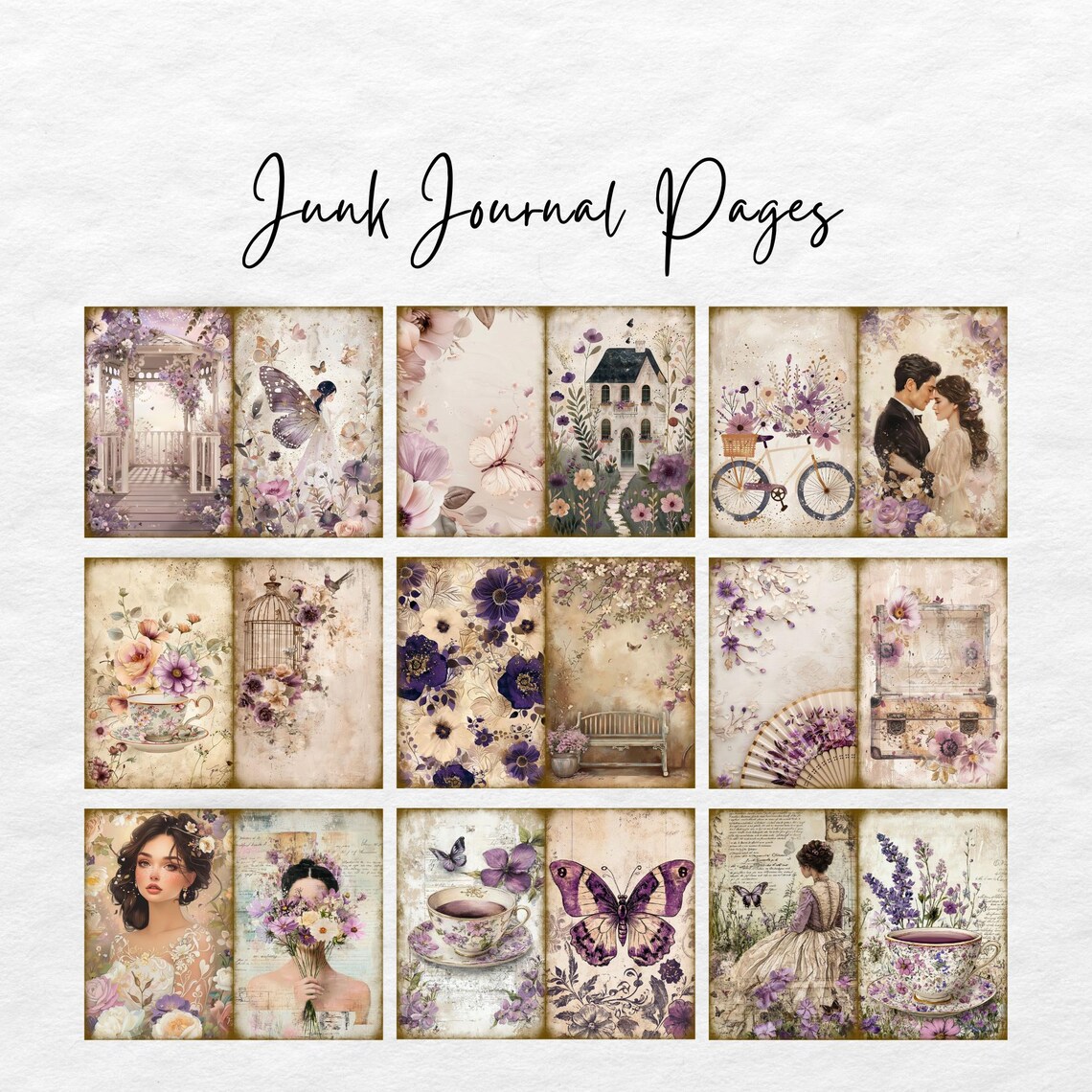 Purple Butterfly Junk Journal Kit - Ephemera - Digital Download ...