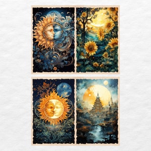 Celestial Moon Junk Journal Pages, Digital Scrapbook Paper Kit, Vintage ...