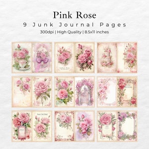 Pink Roses Junk Journal Pages, Vintage Roses Junk Journal Kit, Junk ...