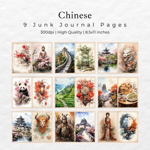 Chinese Theme Junk Journal Page, Vintage China Scenery Printable ...