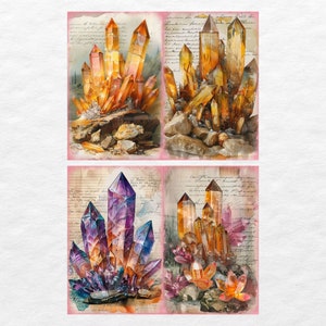 Crystal Junk Journal Pages, Mystic Crystals Junk Journal Pages, Digital ...