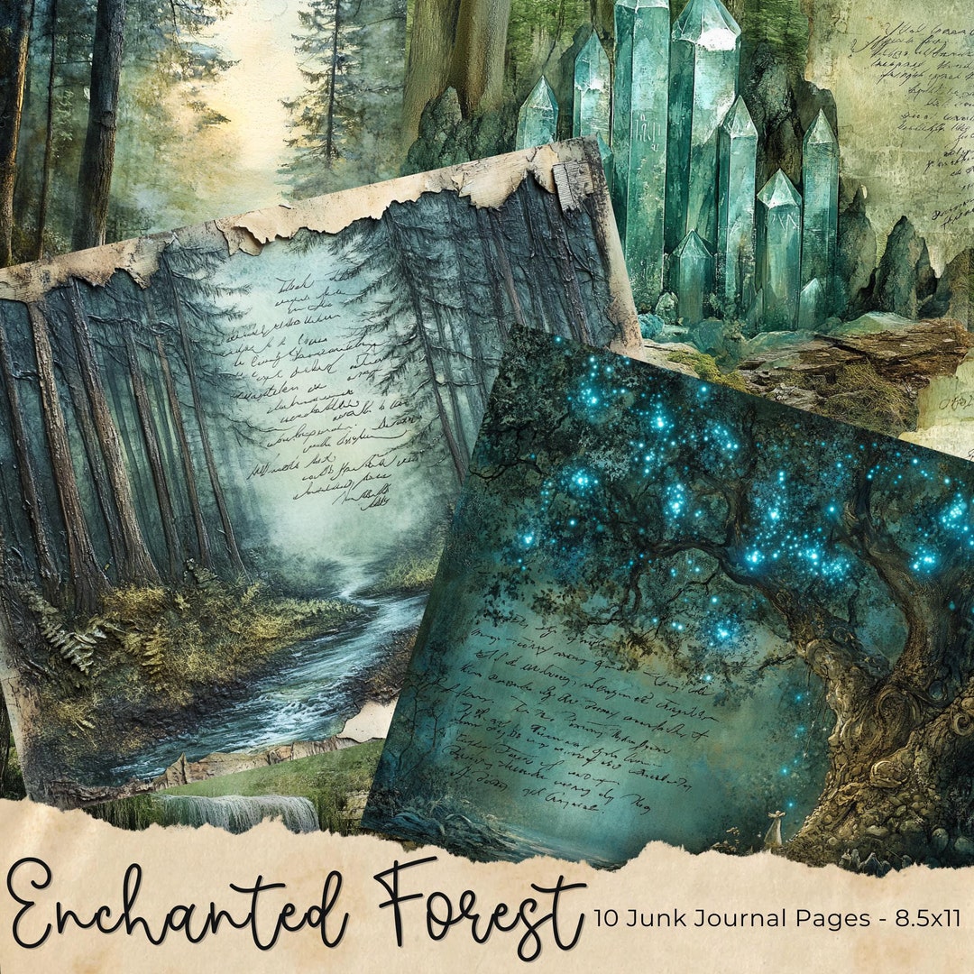 Enchanted Forest Junk Journal Pages, Printable Collage Sheet, Digital ...
