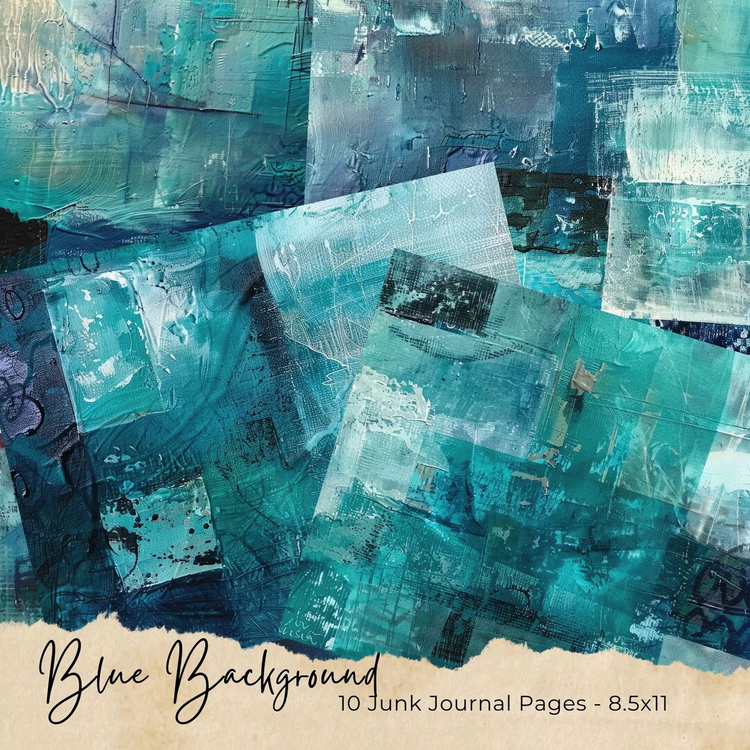 Deep Blue Junk Journal Pages, Scrapbook Images, Collage Paper, Digital ...
