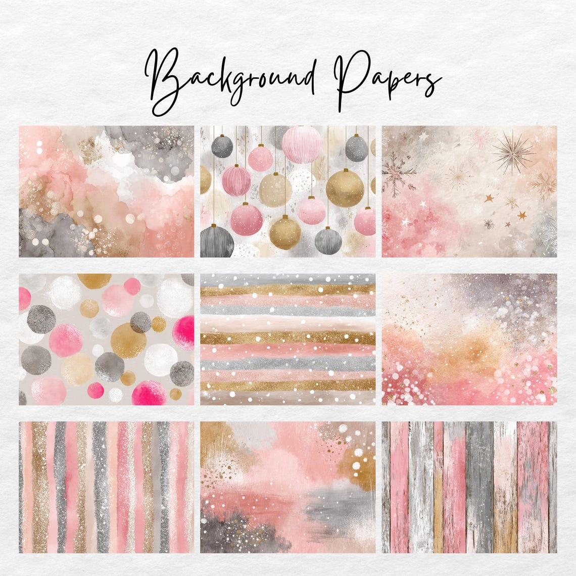 Pink and Silver Christmas Junk Journal Kit, Printable Vintage Ephemera ...