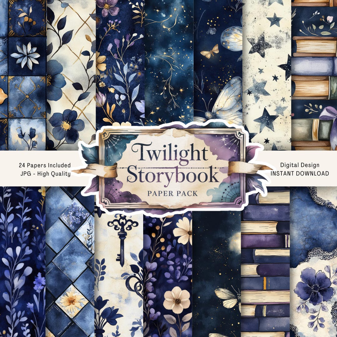 Twilight Storybook Junk Journal Paper, Printable JPG Pages With ...