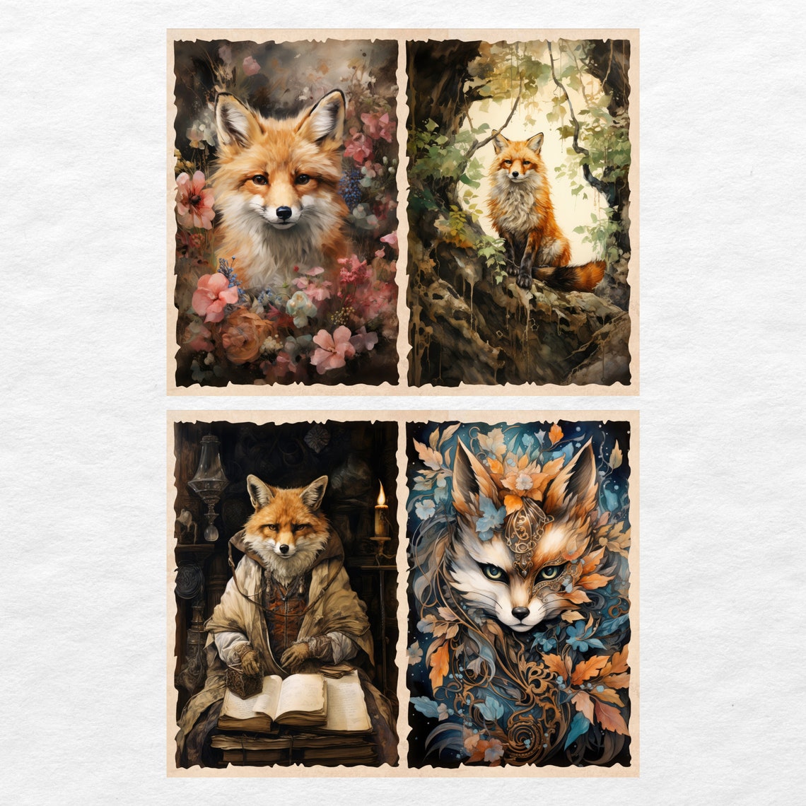 Woodland Fox Junk Journal Pages, Fox Junk Journal Cards, Printable ...