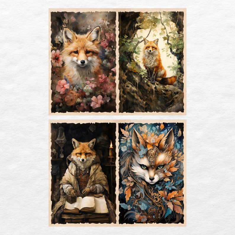 Woodland Fox Junk Journal Pages, Fox Junk Journal Cards, Printable ...