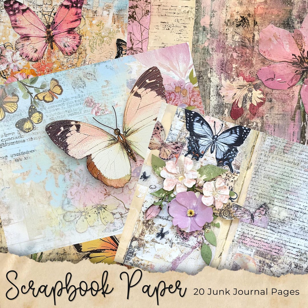 Junk Journal Pages | Rustic Style | Digital Paper | Scrapbook Supplies ...