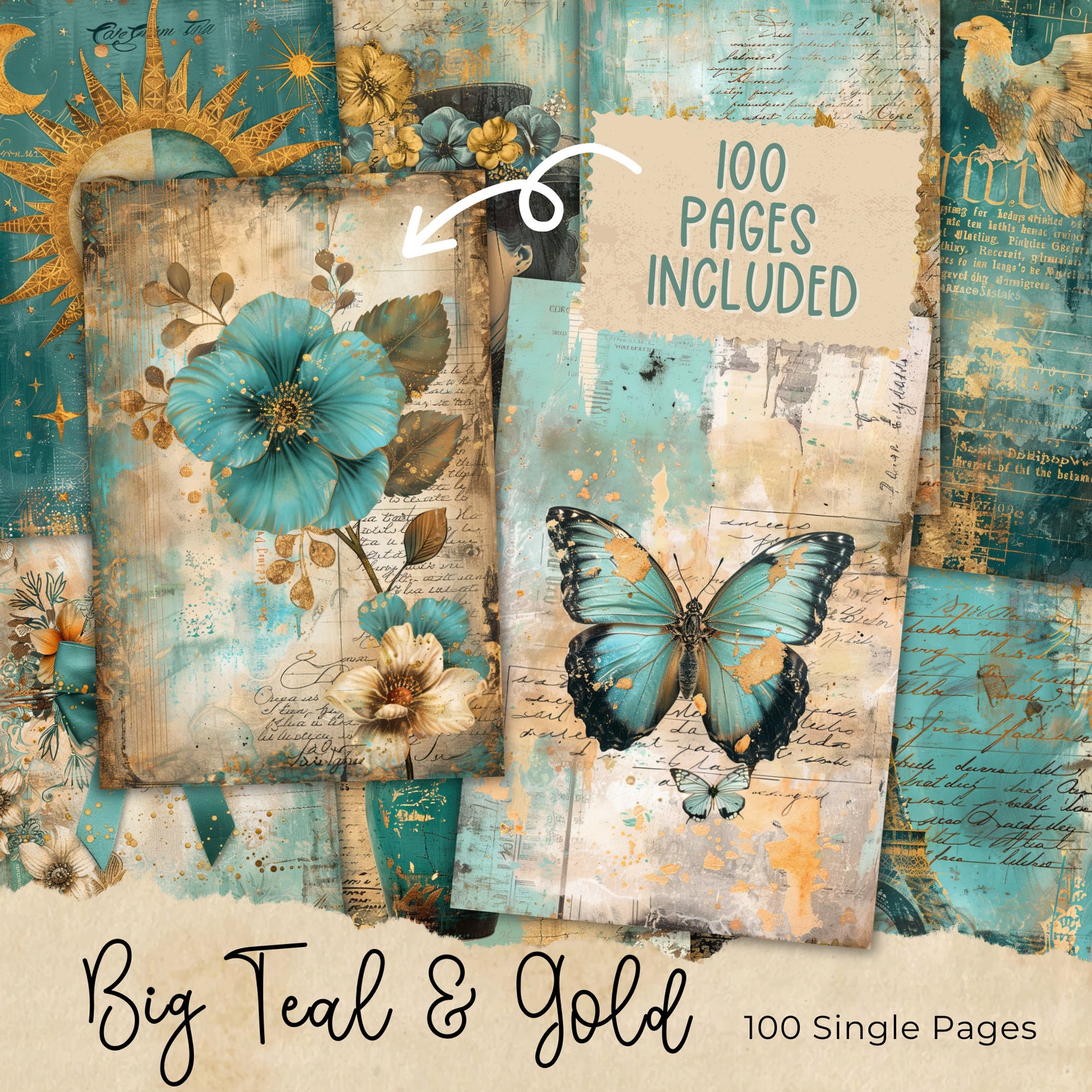 100 Junk Journal Pages | Grunge Paper | Collage Sheet 11 X 8.5 ...