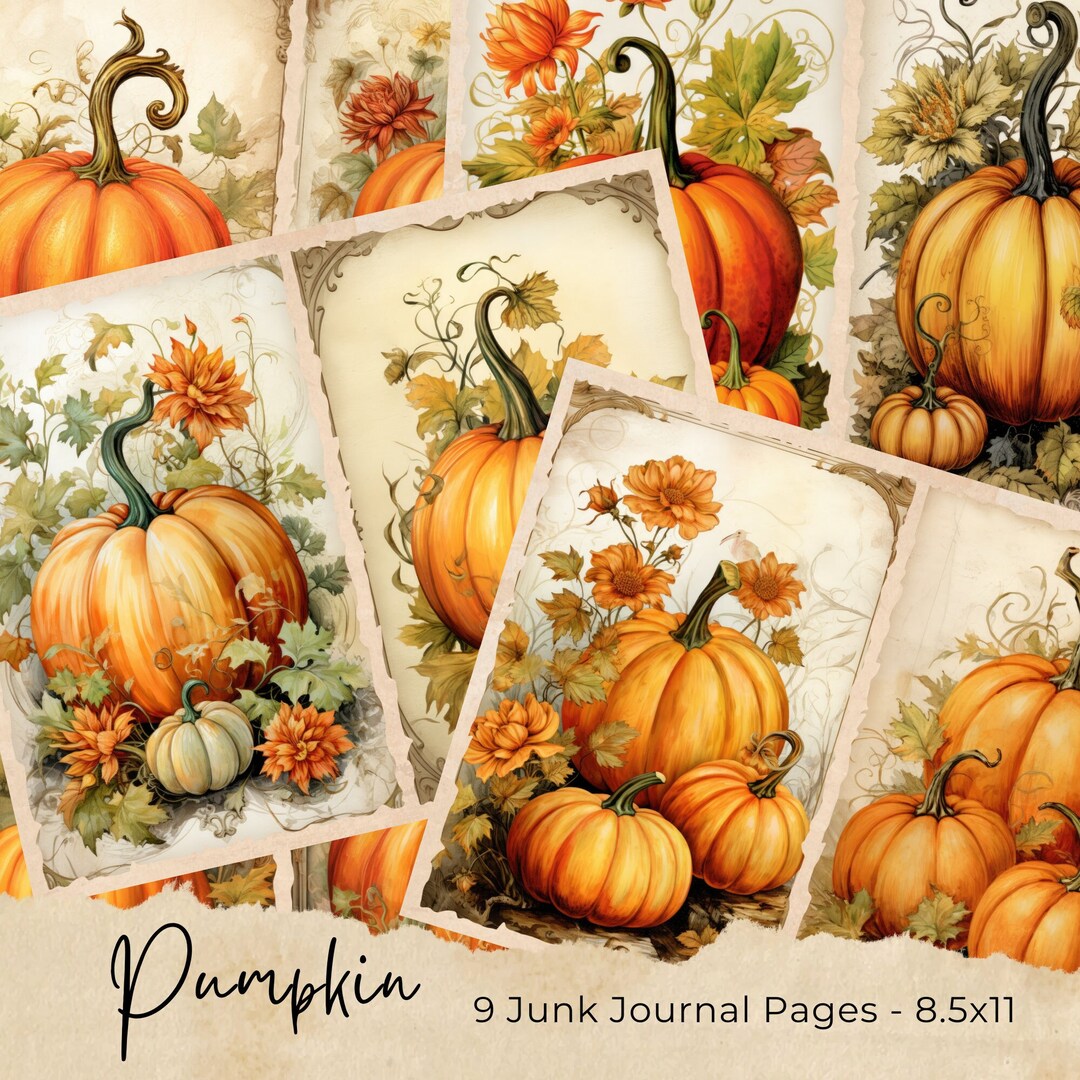 Pumpkins Junk Journal Printable Page, Fall Pumpkins Junk Journal Kit ...
