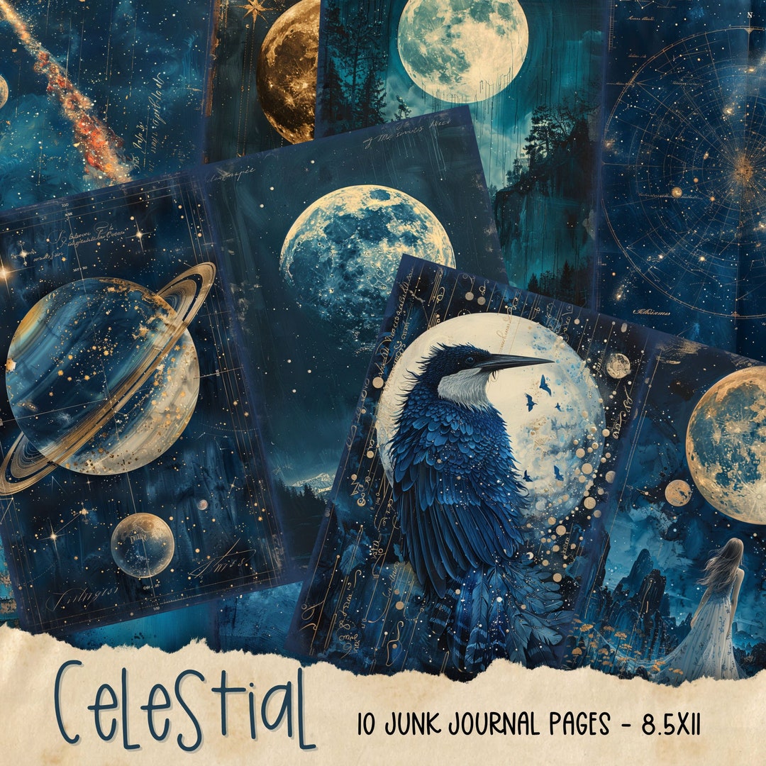 Celestial Junk Journal Pages | Printable Ephemera for Scrapbooking and ...