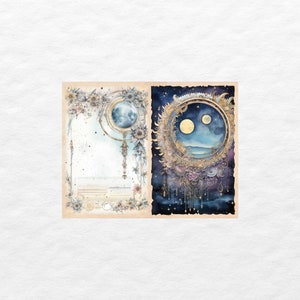Celestial Moon Junk Journal Pages, Digital Scrapbook Paper Kit, Vintage ...