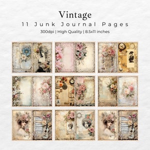 Watercolor Floral Junk Journal Pages, Vintage Floral Junk Journal Kit ...
