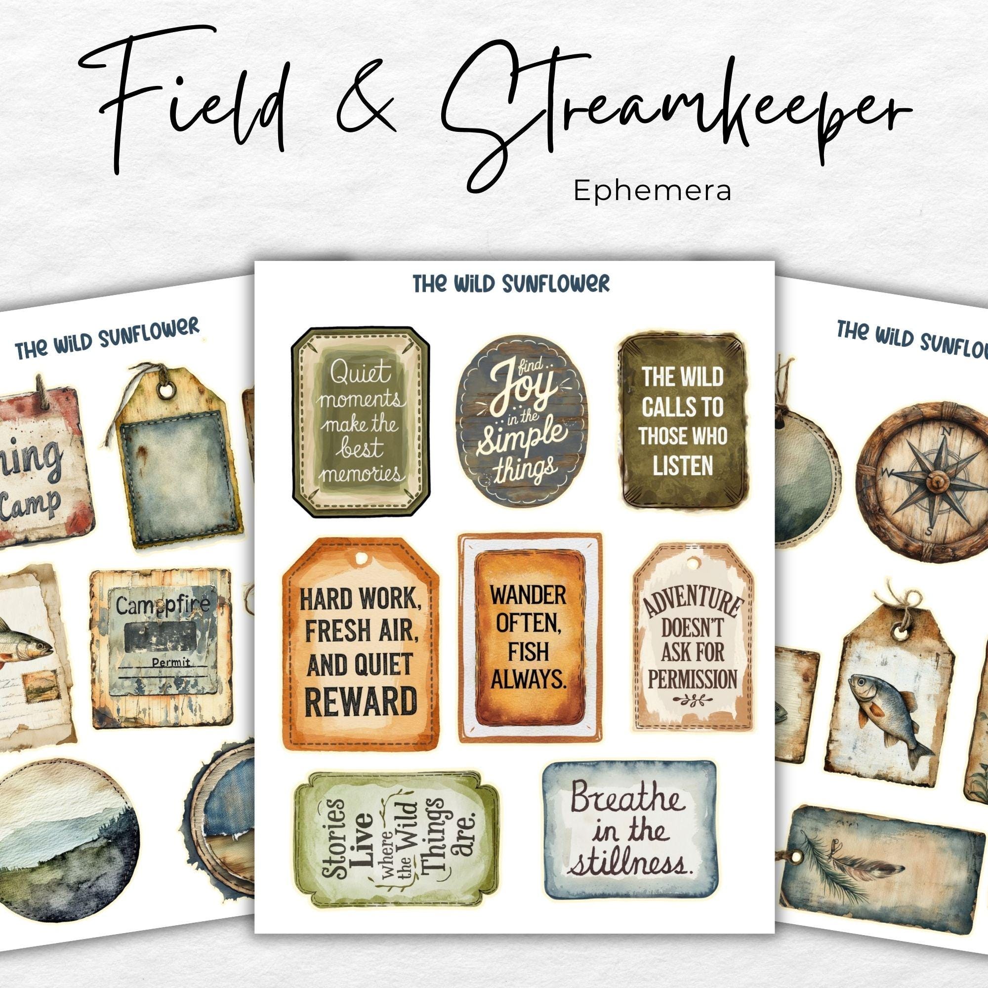 Fishing Hunting Junk Journal Kit, Fishermen Ephemera, Vintage Fisherman ...