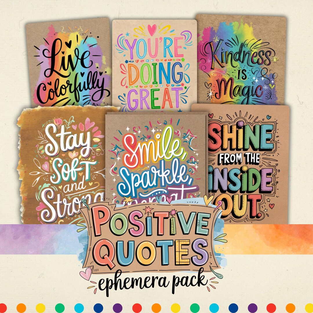 Positive Words Junk Journal Paper Pack | Commercial Use | Digital ...