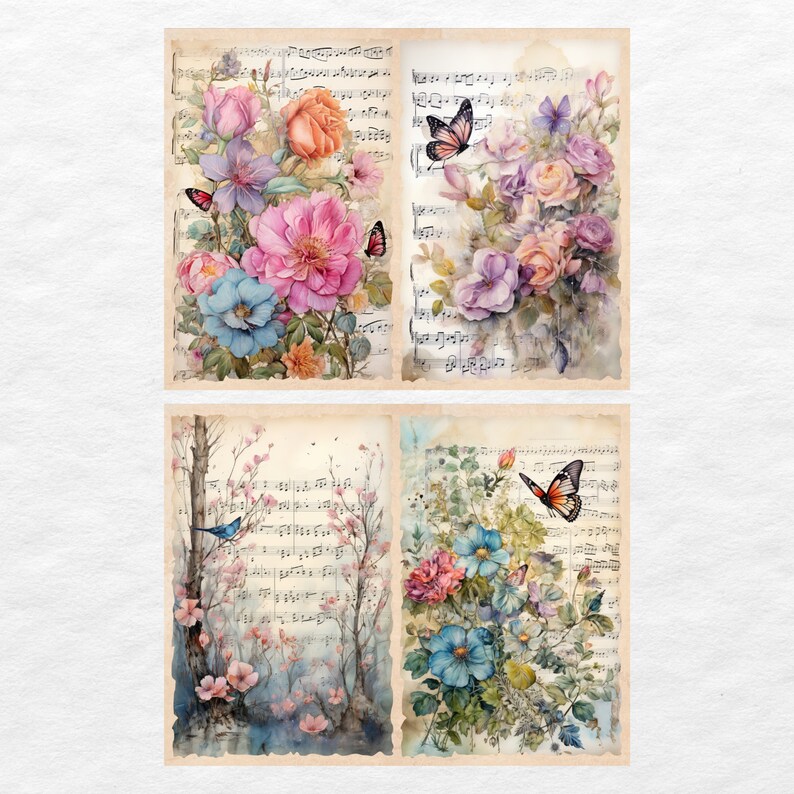 Vintage Sheet Music Digikit | Printable Music Pages | Junk Journal ...