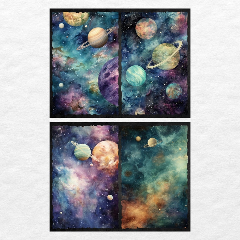 Celestial Galaxy Junk Journal Pages, Digital Scrapbook Paper Kit ...