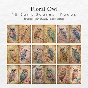 Fantasy Owl Junk Journal Kit, Watercolor Owl Journal Pages, Owl Junk ...