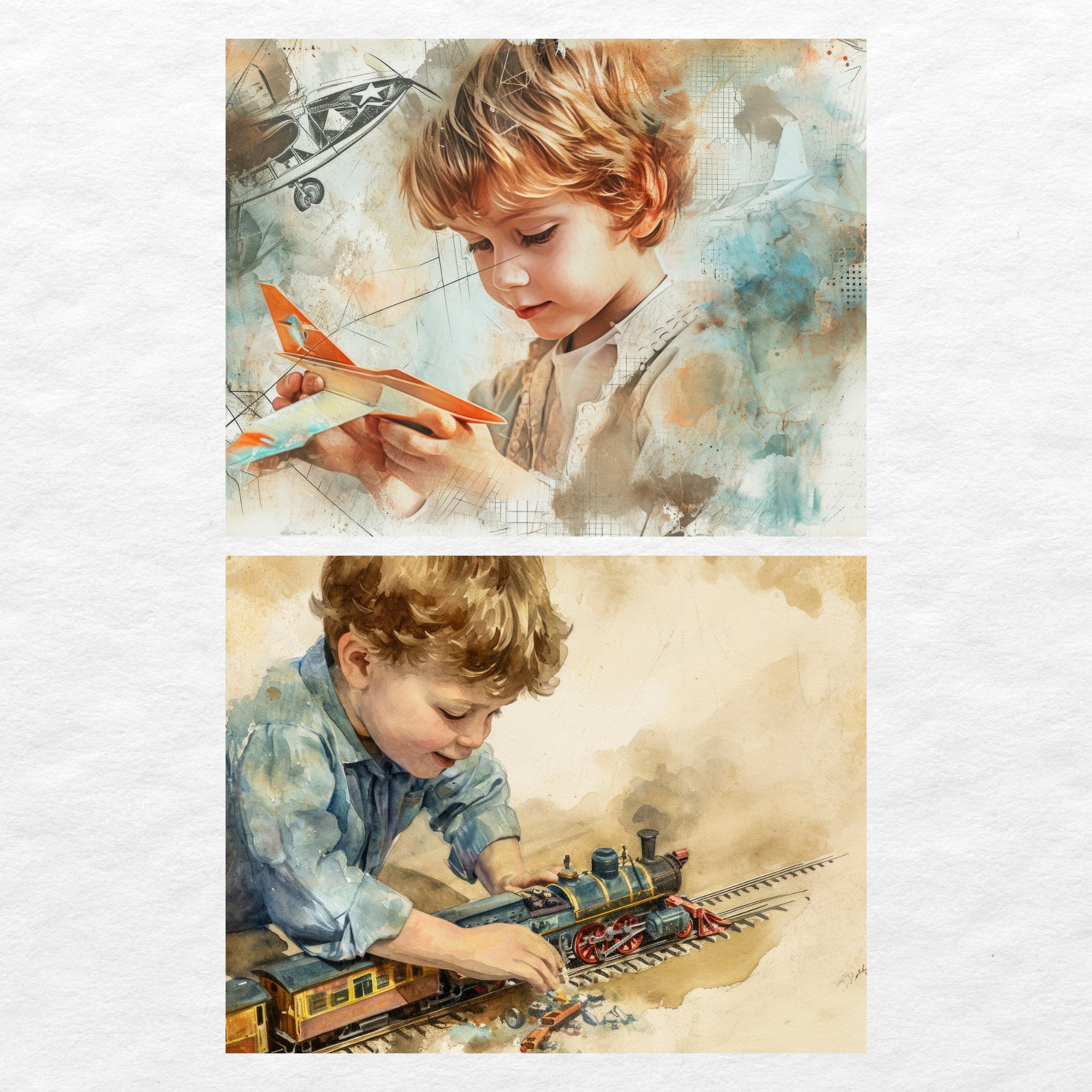 Little Boy Junk Journal Pages, Full Page Junk Journal Kit, Digital ...