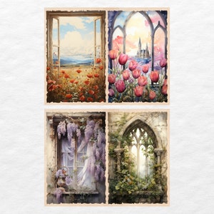 Romantic Window Junk Journal Kit Journal Pages, Floral Window Junk ...