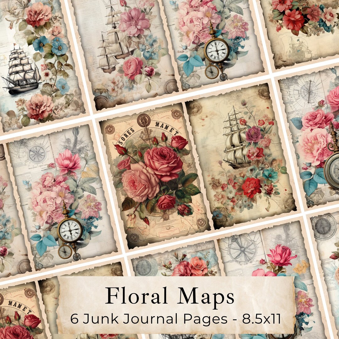 Vintage Map Junk Journal Pages, Printable Antique World Maps, Digital ...